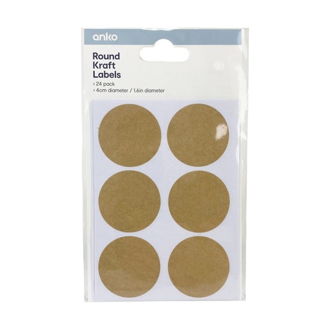 24 Pack Round Kraft Labels - Kmart NZ